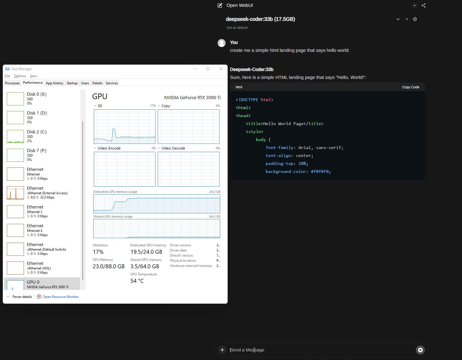 Watch DeepSeek 33B + 3090 TI + 128GB Ram | Streamable