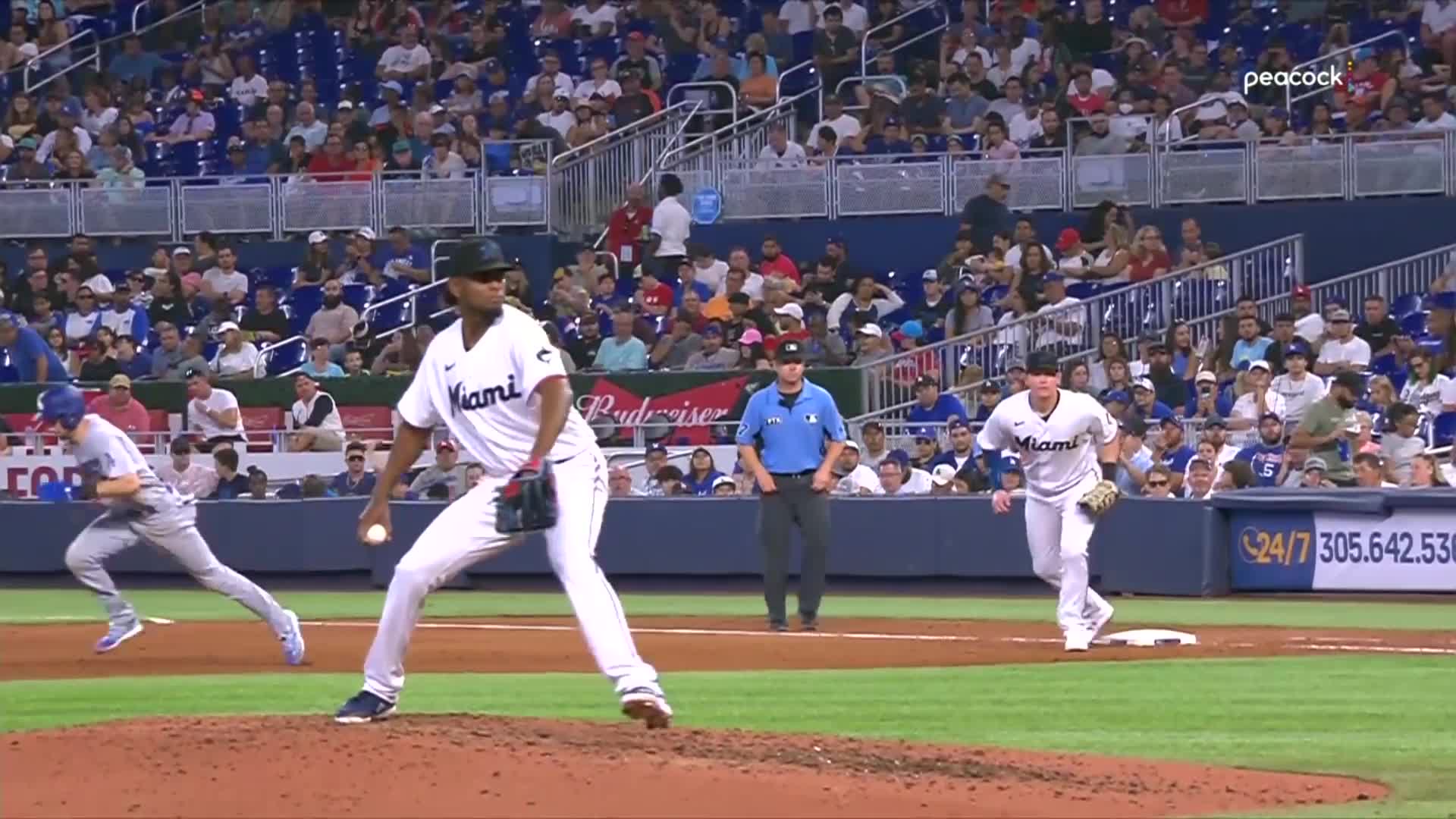 Trea Turner steals second the pitch after getting hit in the helmet.