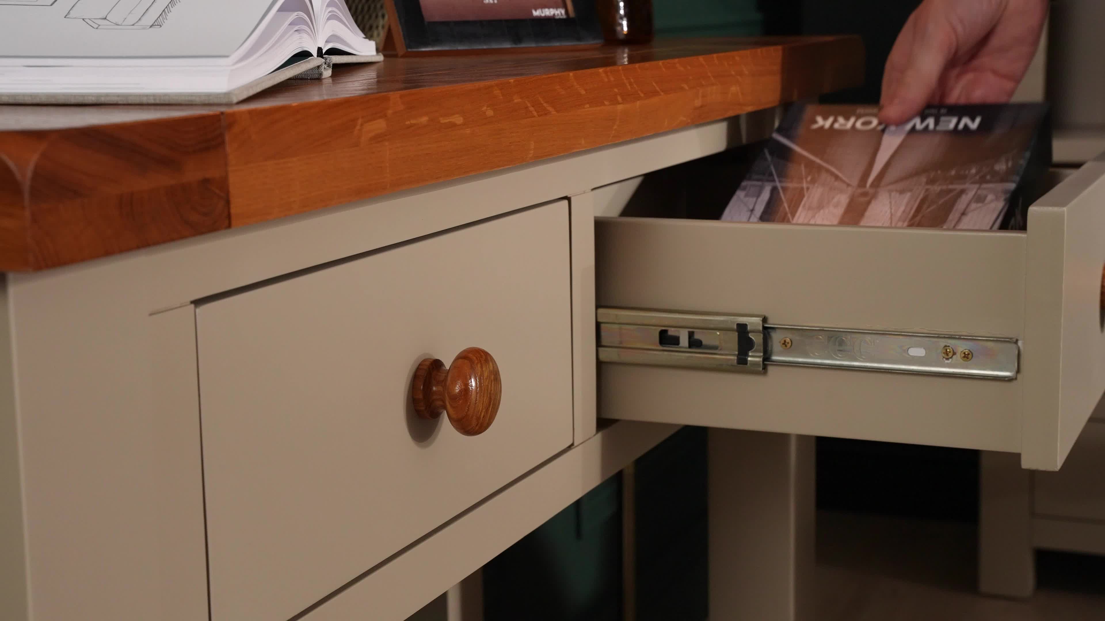 Watch DR02453 Caravel Light Grey Oak 2 Drawers Console Table | Streamable