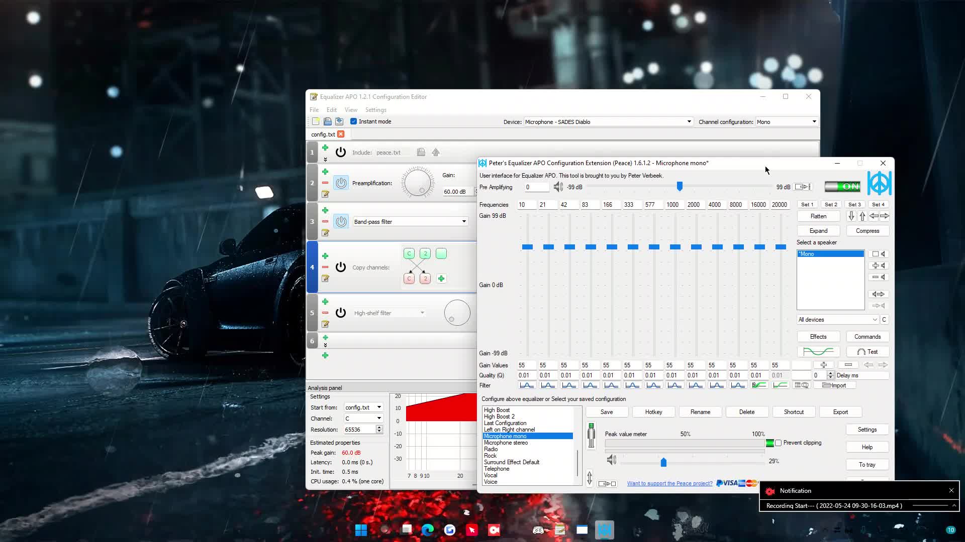 How to loud mic using apo and pe