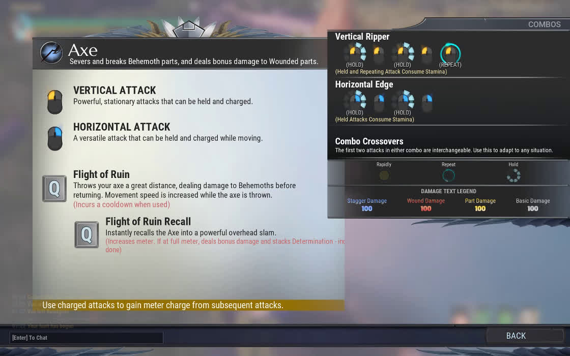 Dauntless: Fighting Lesser Gnasher With Move List Stuck On Screen