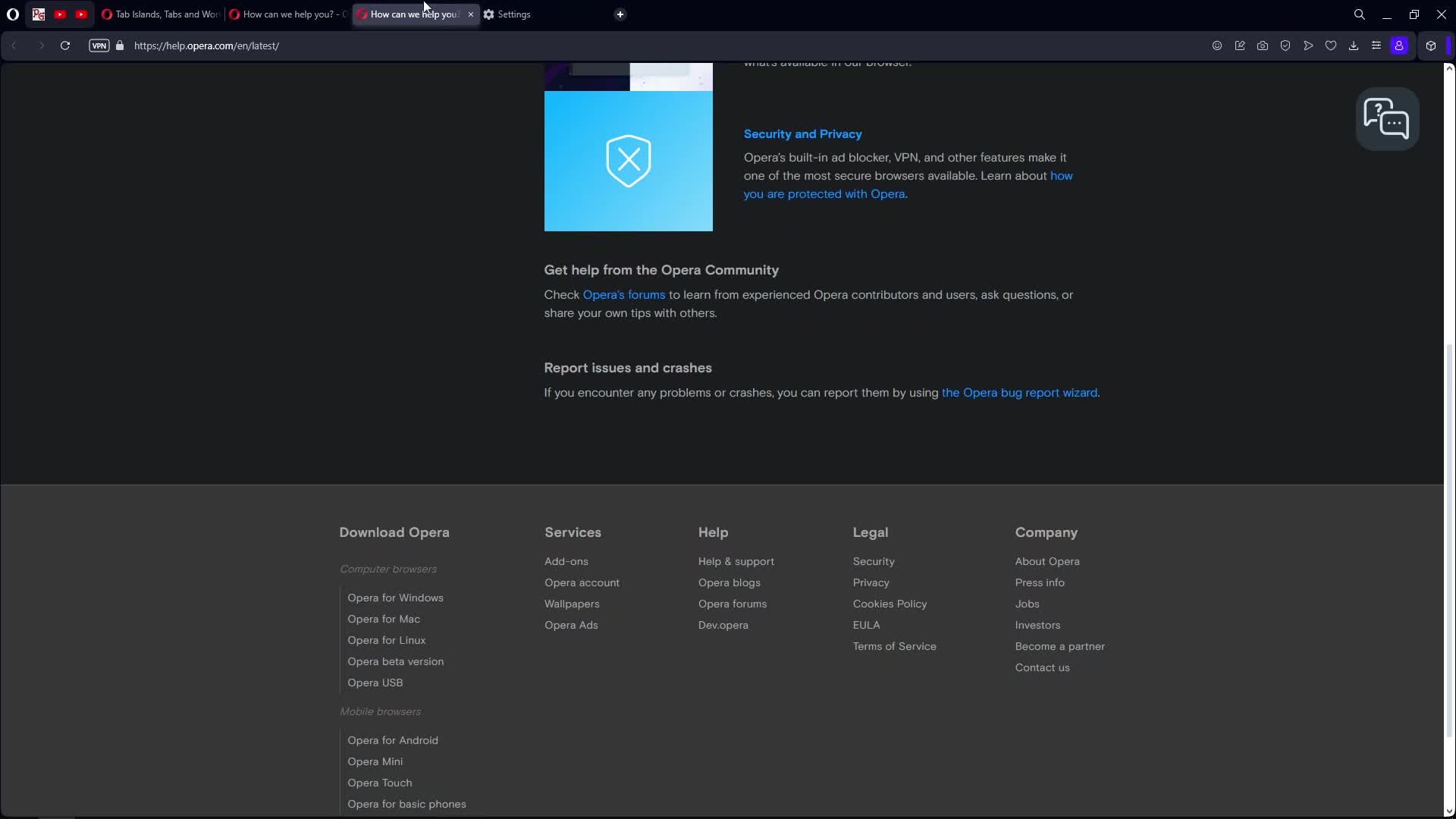 opera one tab scroll bug