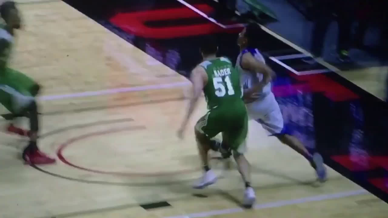 Michael Jordan blocking some dude