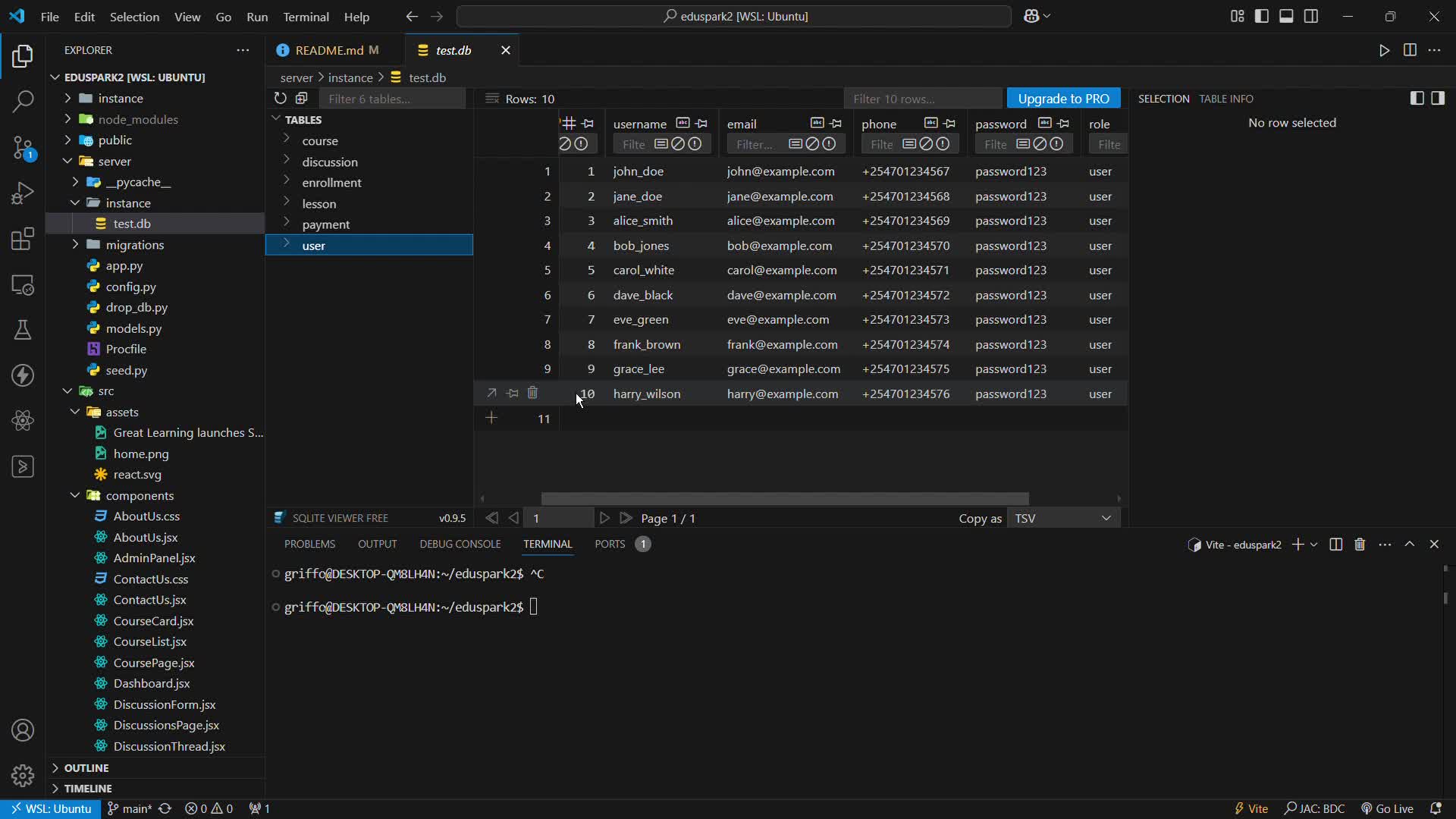 Watch test.db - eduspark2 [WSL_ Ubuntu] - Visual Studio Code 2024-12-29 ...