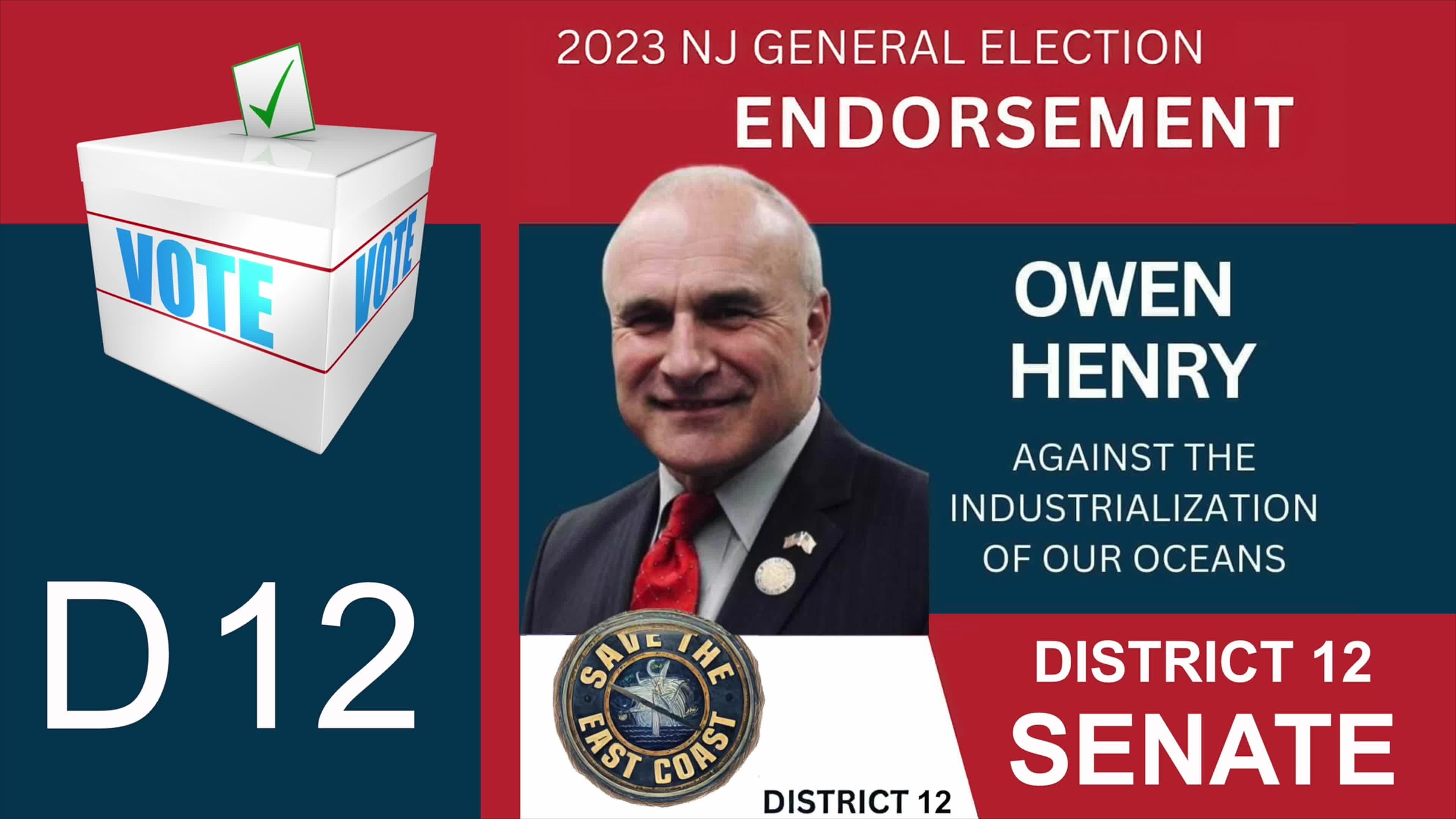 Owen Henry for Senate in District 12 November 7th
