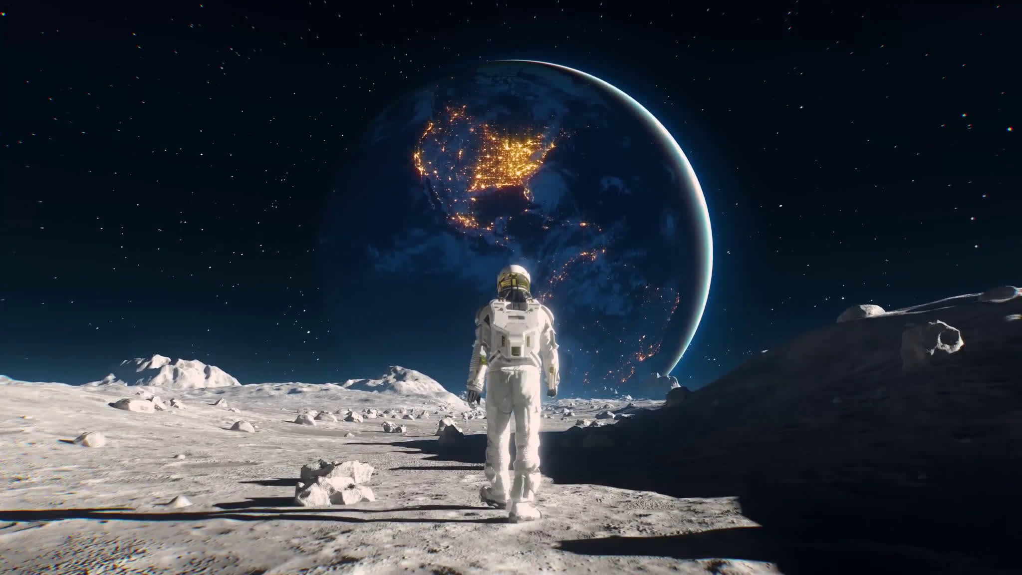 Spaceman Walking Animated Wallpaper