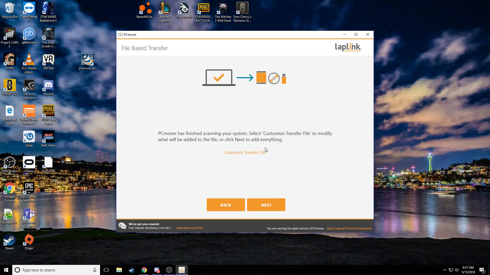 Create a PCmover Transfer File