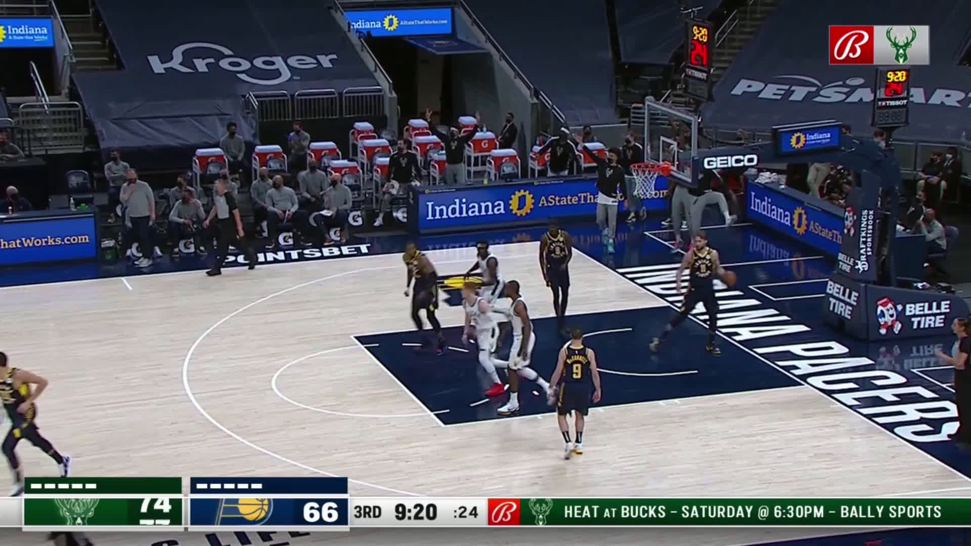 Milwaukee Bucks at Indiana Pacers defense to offense good passing 2021 ...