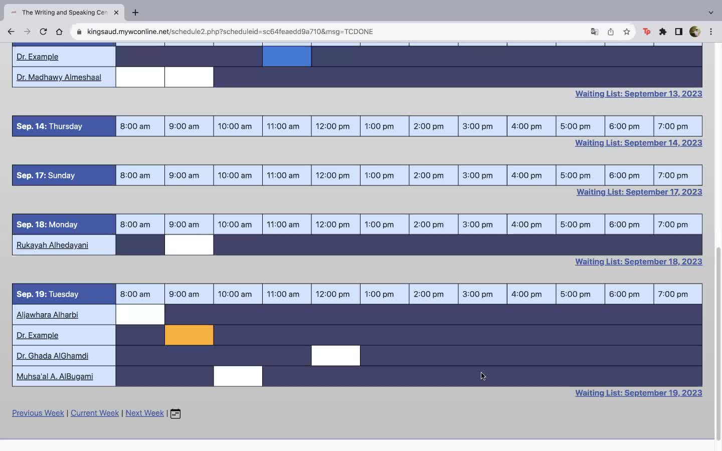 Tutorial for Student on How to Use the Booking System