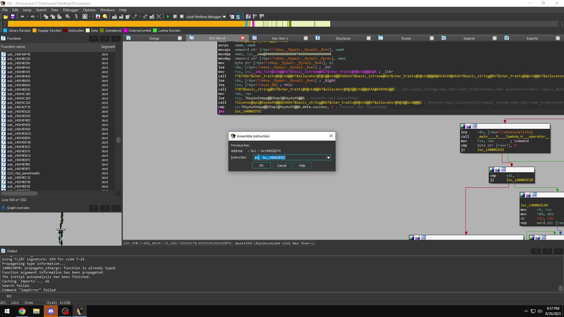 using ida to reverse a non packed keyauth loader https://discord.gg ...