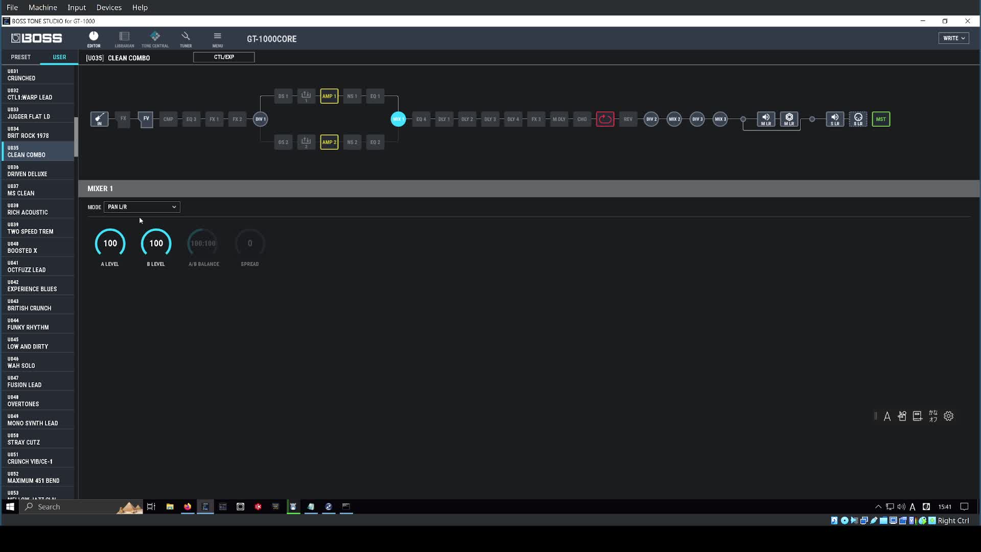 Boss GT-1000Core Noisy Send/Return loops