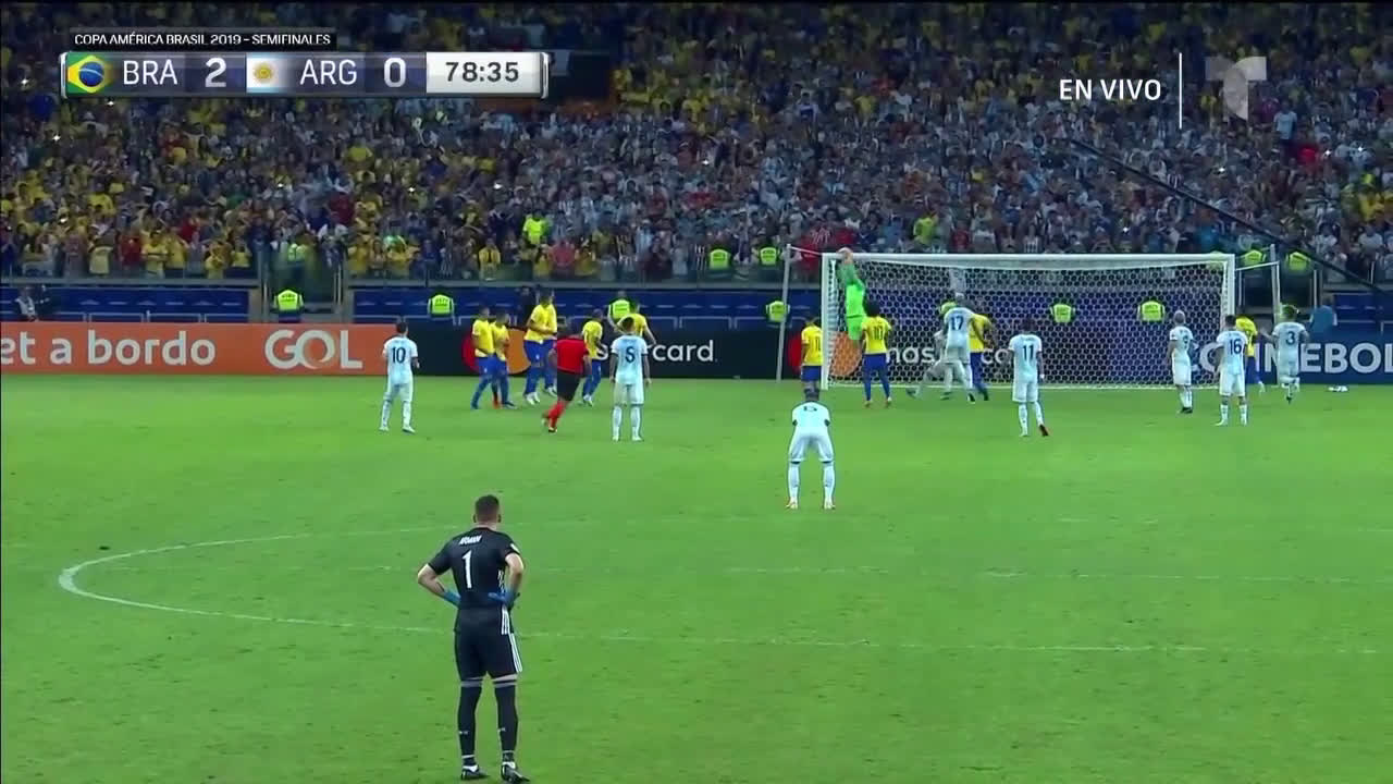 Alisson saves Messi's freekick 7-2-19