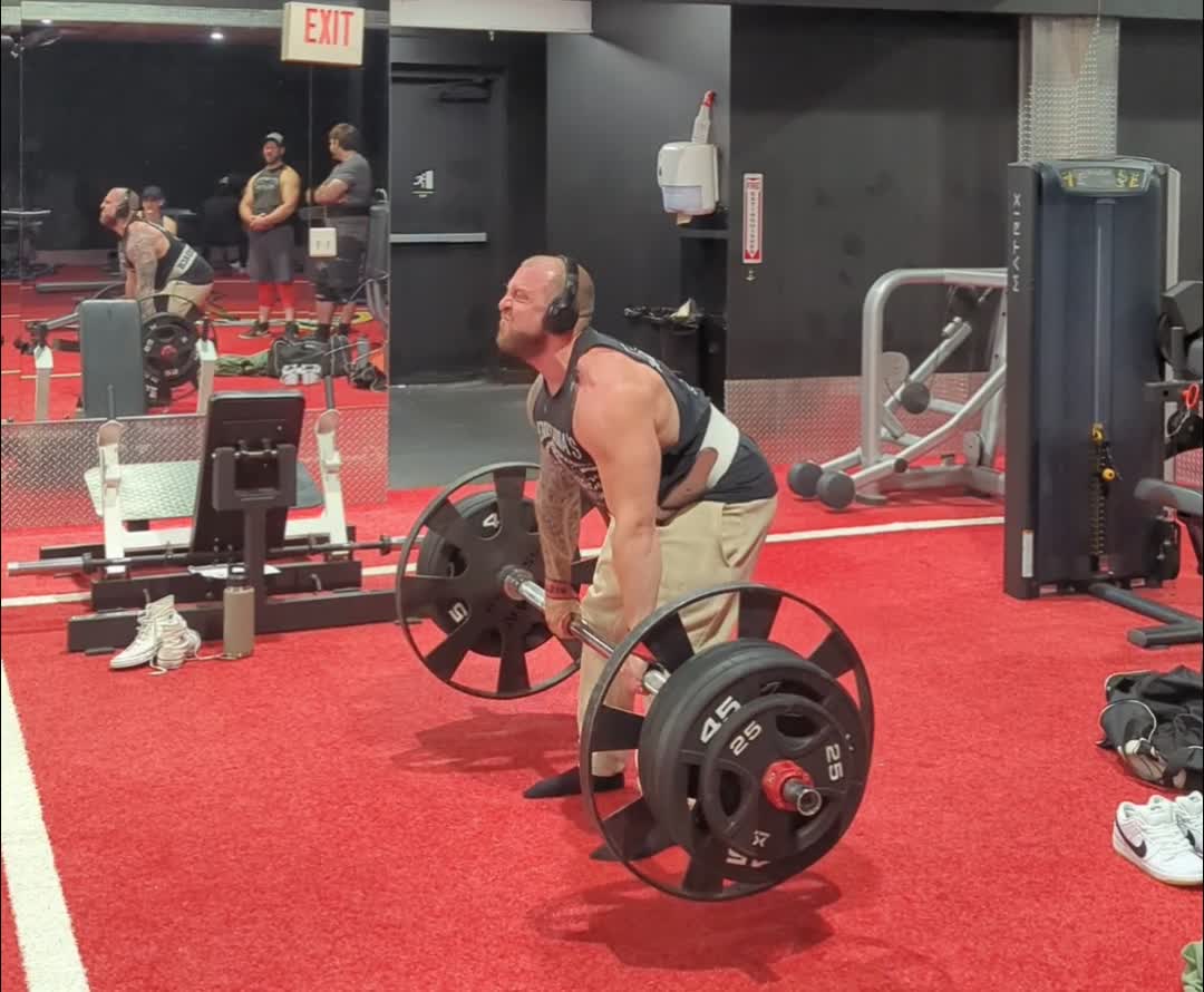 560lb Axel Bar Deadlift w/ Wagon Wheels. 205 BW