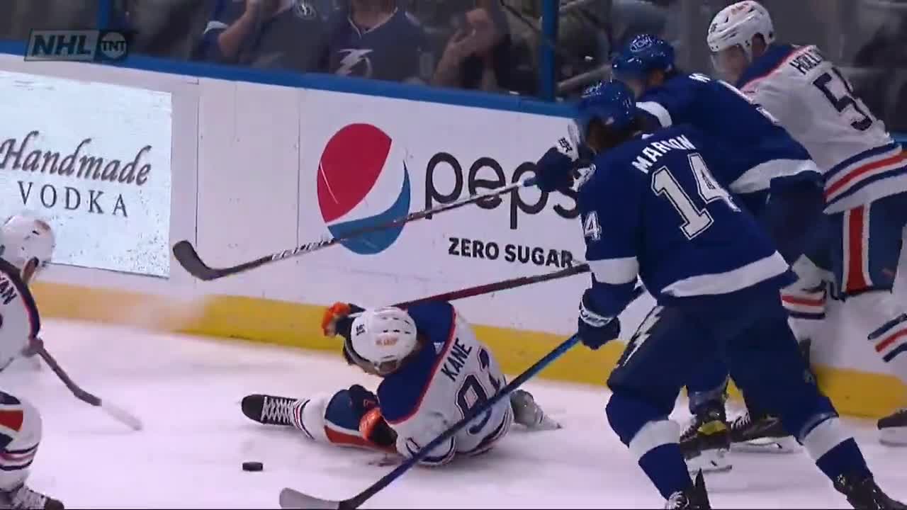 Scary scene as Evander Kane gets cut by the skate of Pat Maroon