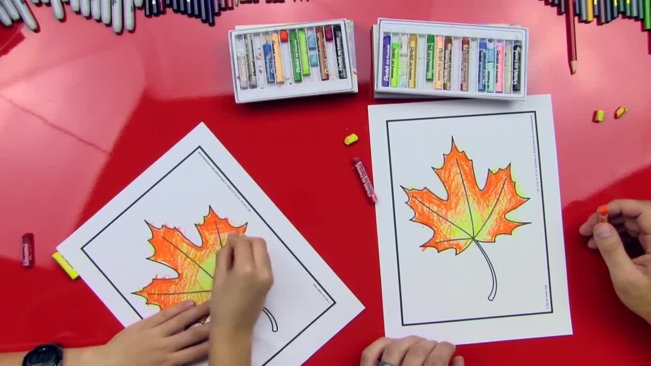 oil pastels fall leaves