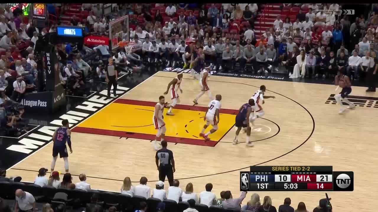 Watch PJ going under double PnR closeout good def | Streamable