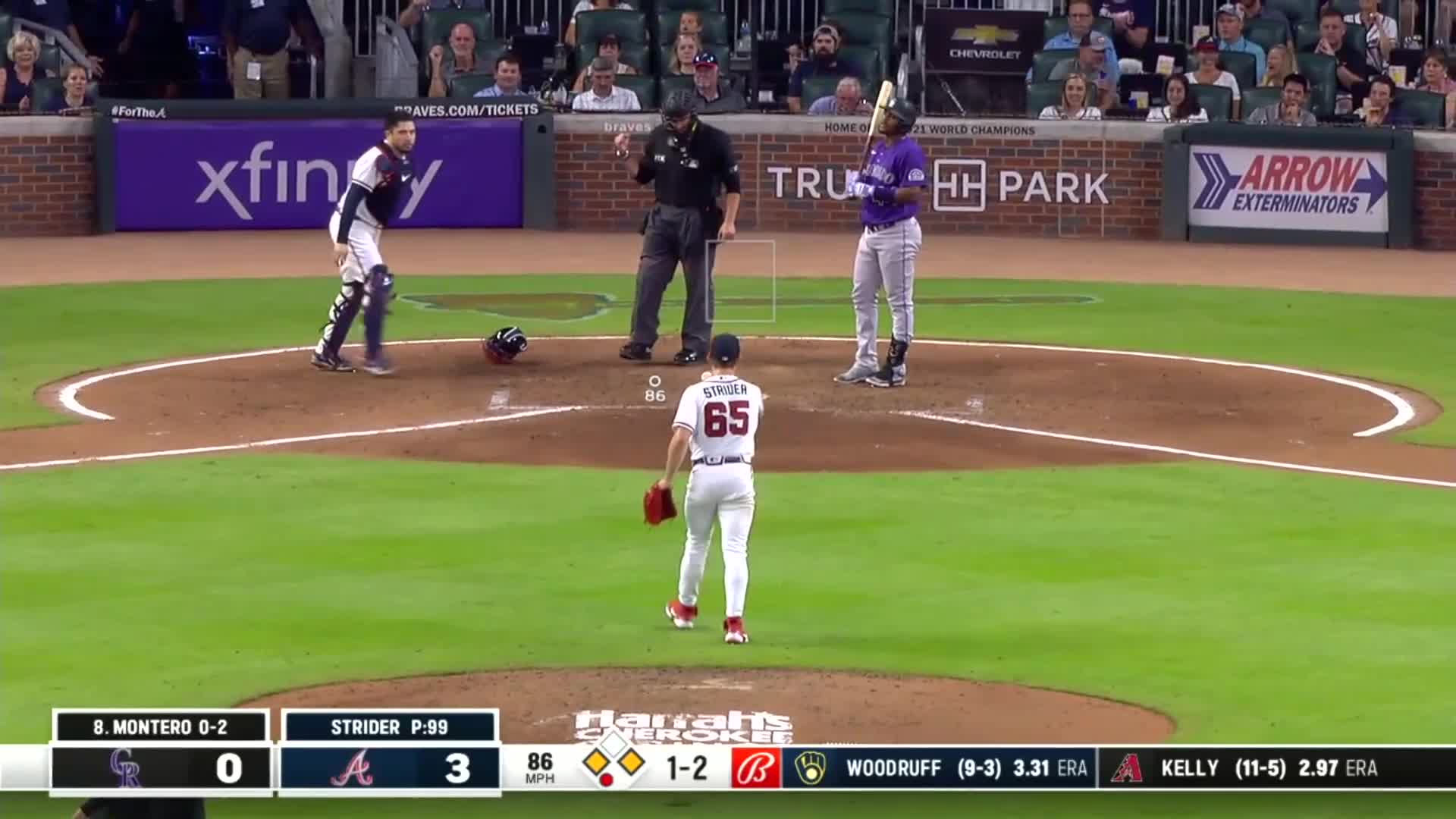 Spencer Strider ties the Braves franchise record with strikeout number 15.