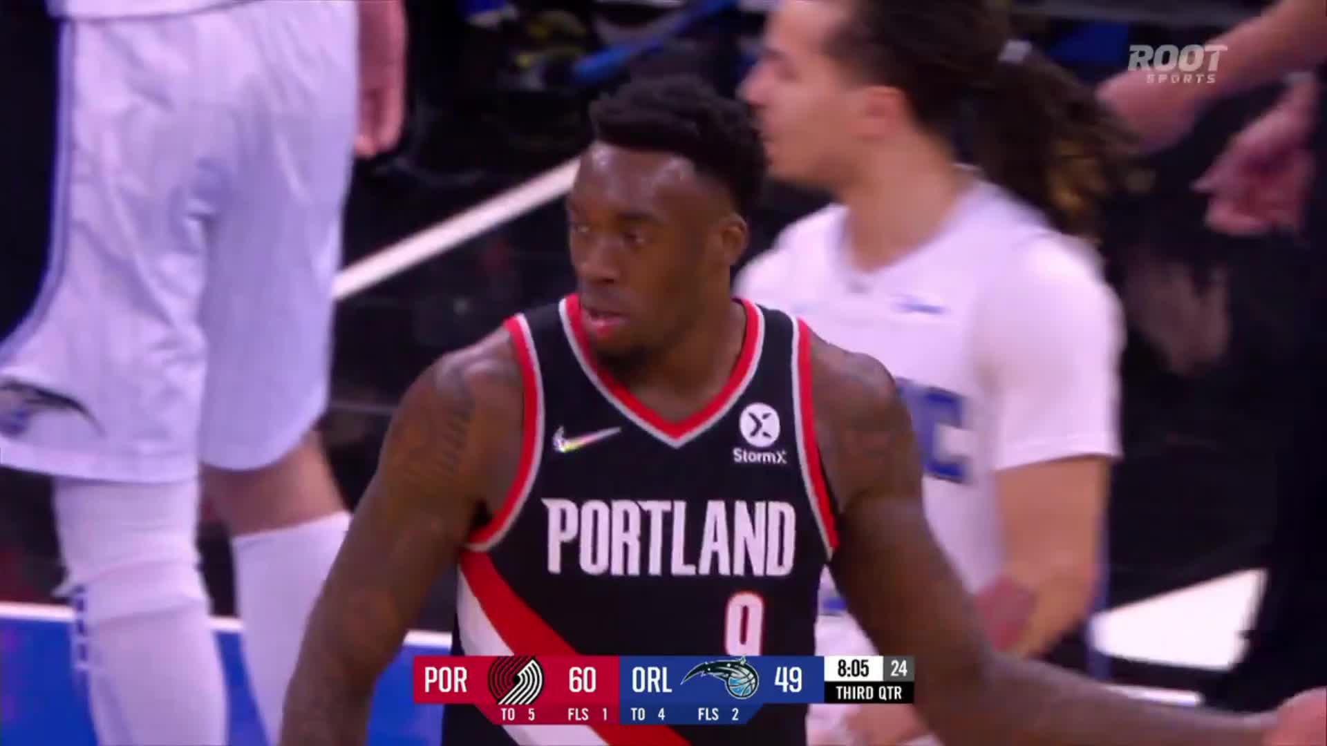 Nas secures the wayward pass and finishes strongly over his defender