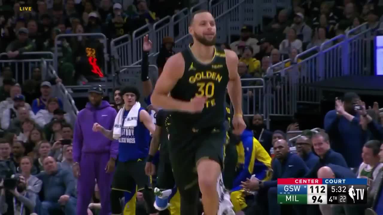Watch [Highlight] Steph drills the three and breaks out the shimmy! | Streamable