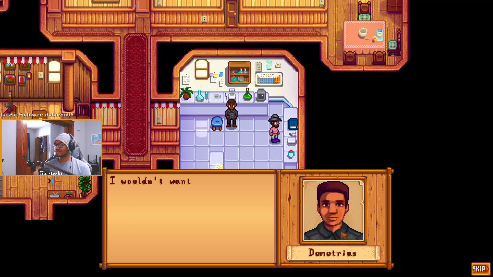 Demetrius with the not so subtle hint - Stardew Valley