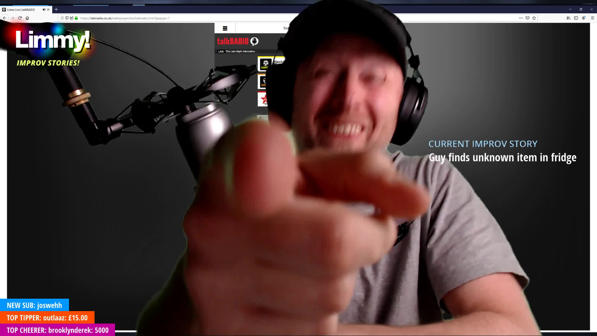 UK Radio Host steals patter from Limmy's stream and calls his viewers scum