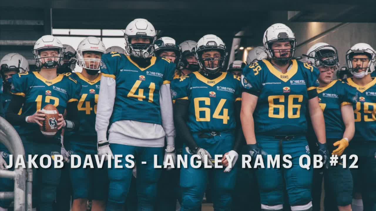 Jakob Davies #12 Langley Rams Quarterback 2021 CJFL National Champions