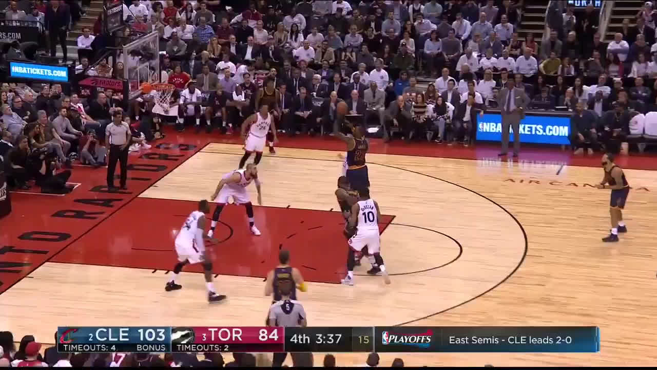 Lebron's reverse spin into a left handed floater