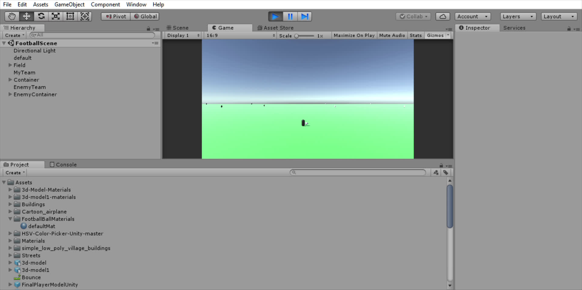 Unity 2017.4.13f1 Personal (64bit) - FootballScene.unity - FinalGameFinally - PC, Mac & Linux ...