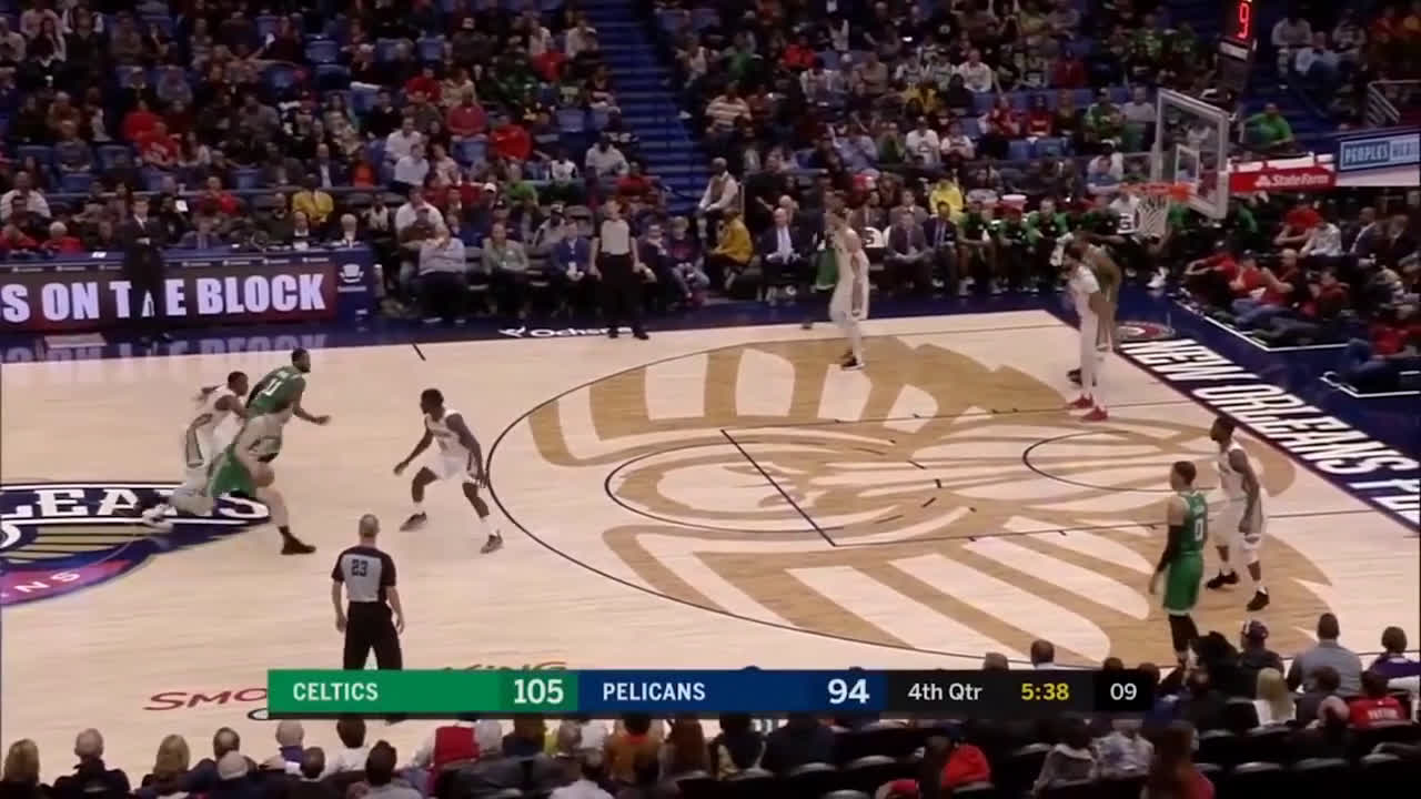 Kyrie keeps dribble alive into a fading jumpshot