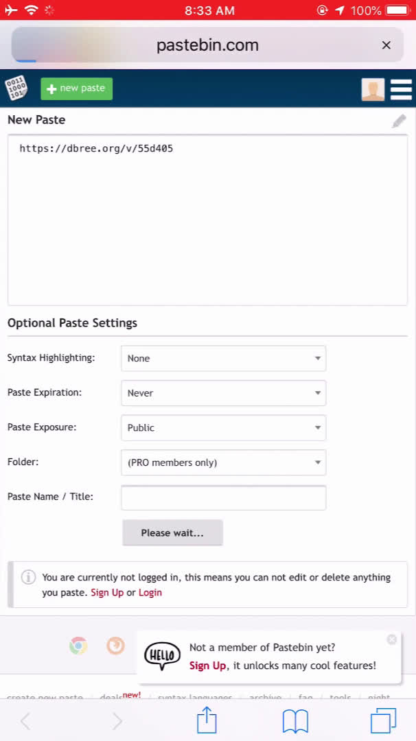 How to upload your direct download link to PasteBin.com