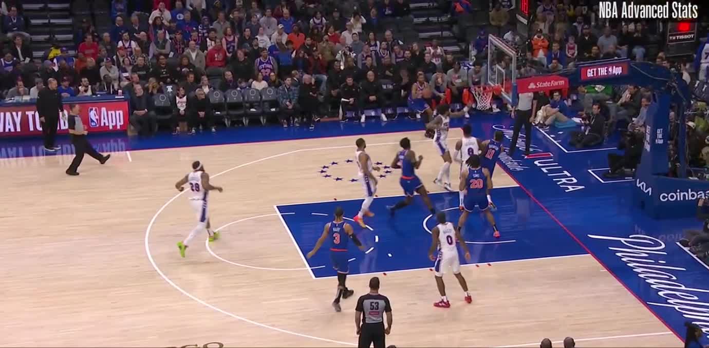 Watch Sixers don't stop ball or fill lanes in transition, Bridges corner 3 | Streamable