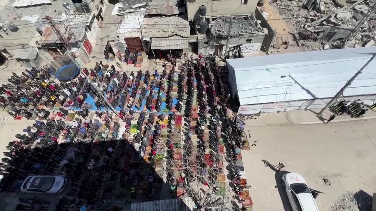 Watch Palestinians Hold First Friday Prayers Of Ramadan By Ruins Of ...