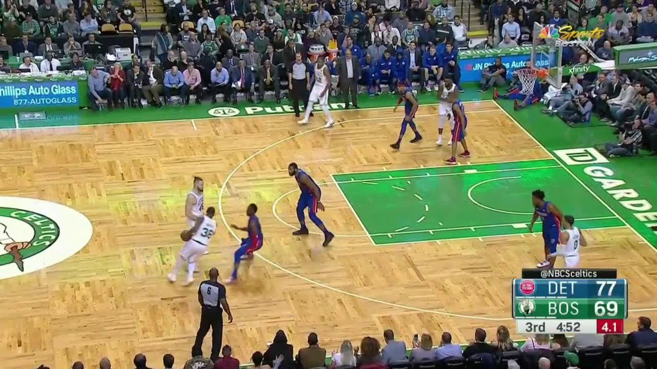 Marcus Smart with the shot clock cheese then the nice spin and lay up