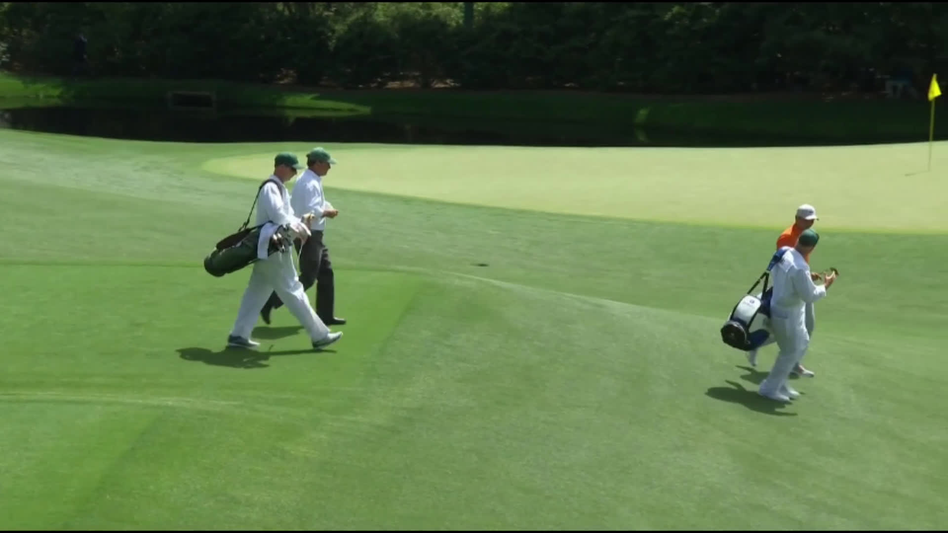 Jeff Knox pars the par-3 12th hole at Augusta with Jason Day