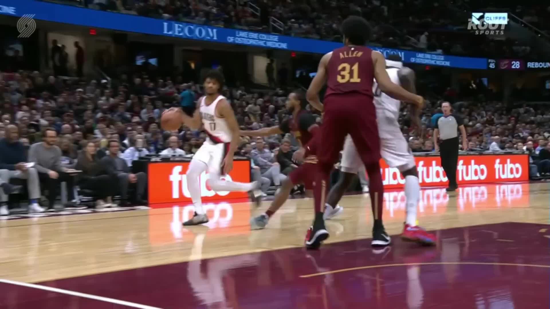 Sharpe explodes along the baseline for the two hand slam