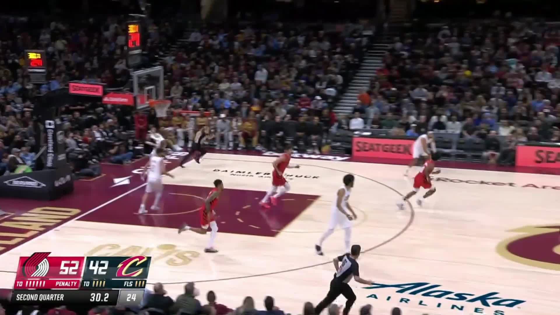 Watch Blazers start the fastbreak off of the tipped rebound and Ant throws down the double ...
