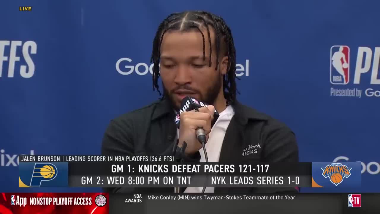 Watch Jalen Brunson & Donte DiVincenzo talk BIG Game 1 Win vs Pacers ...