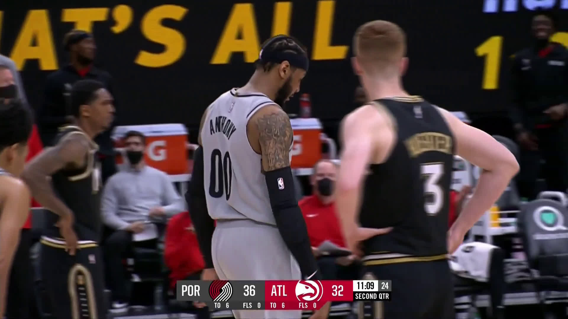 Melo hits the three + the foul to move into 10th in all time scoring