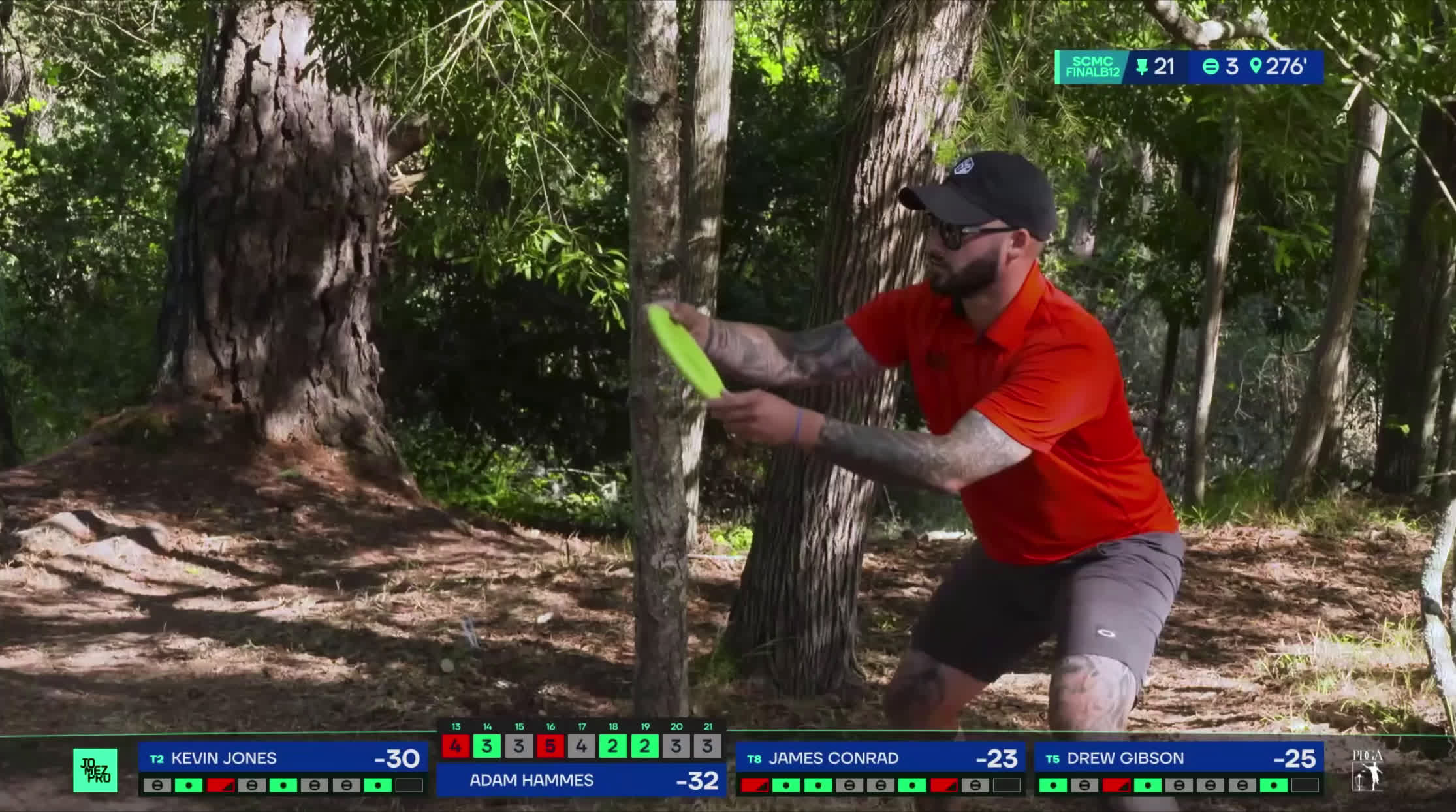 Adam Hammes (and Drew Gibson) putt on hole 21 during round 3. Masters