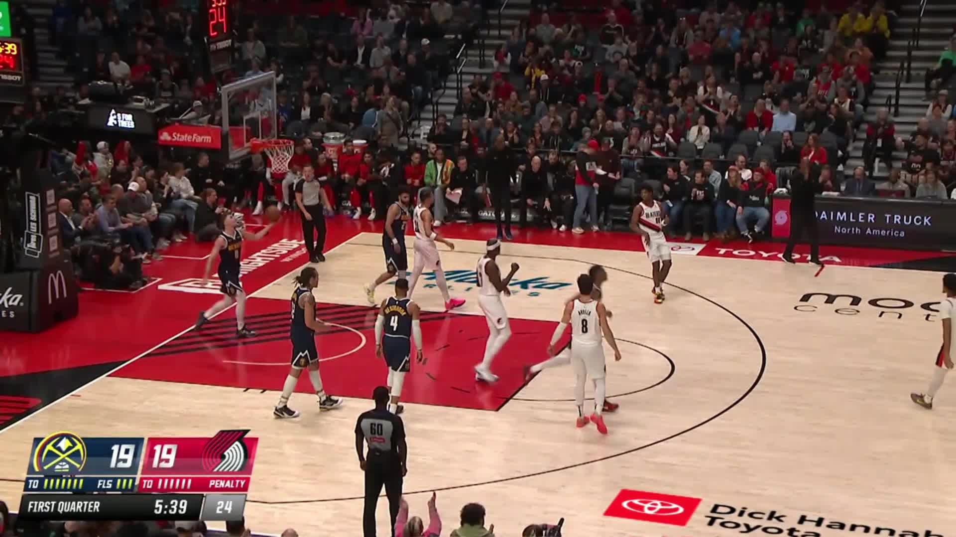 Watch Tou misses the 2nd free throw, but the Blazers get the offensive board and Scoot hits his ...