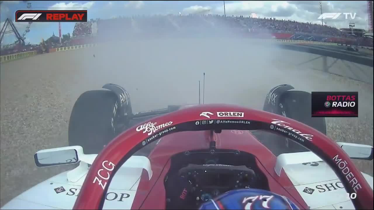 Bottas beached, Safety Car deployed