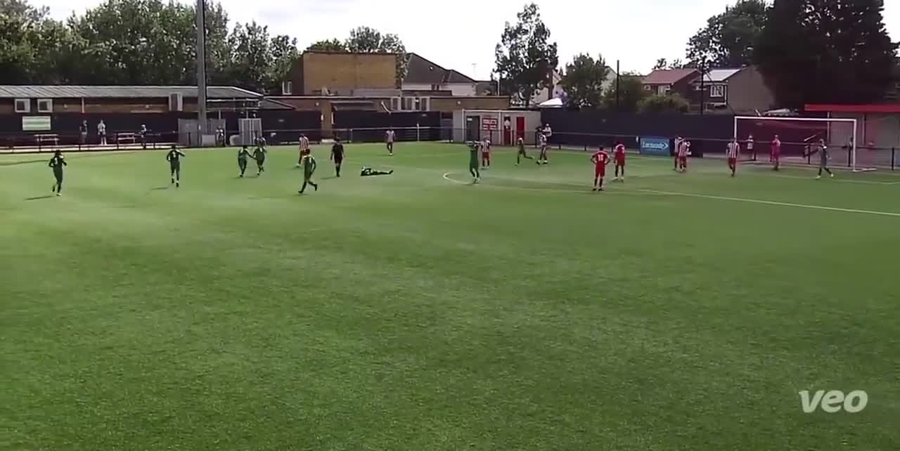 Leatherhead FC player scores with audacious flick over defender and strike