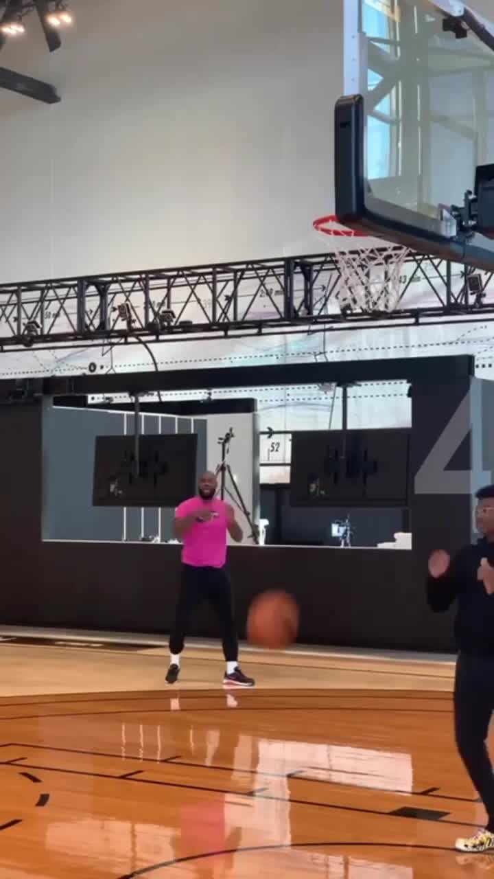 LeBron taking shots on the court today at his Innovation Center in Portland