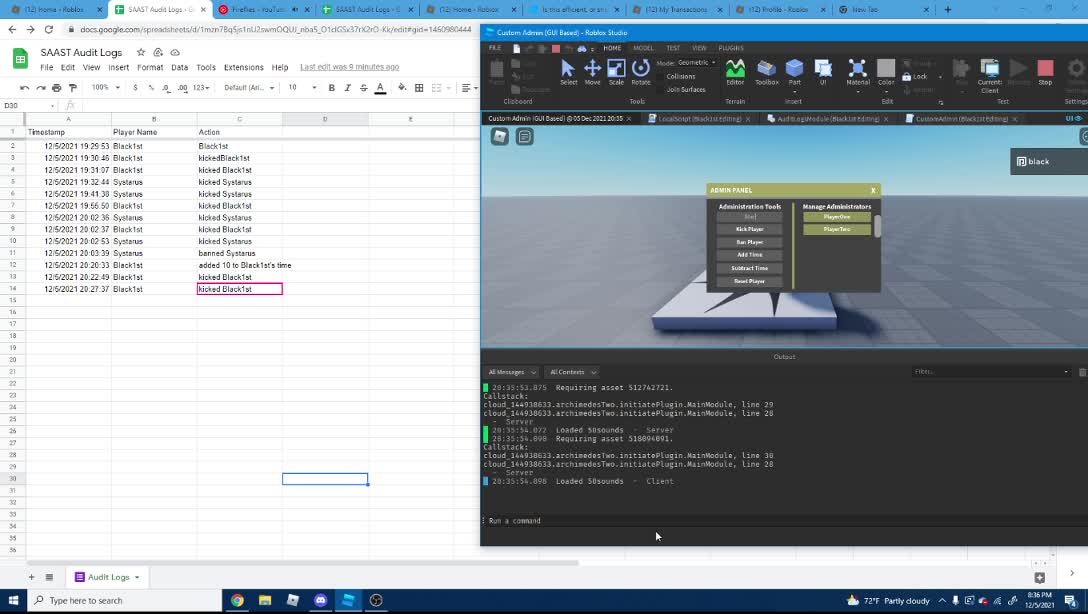 Admin Commands Audit log that uses google sprite sheets