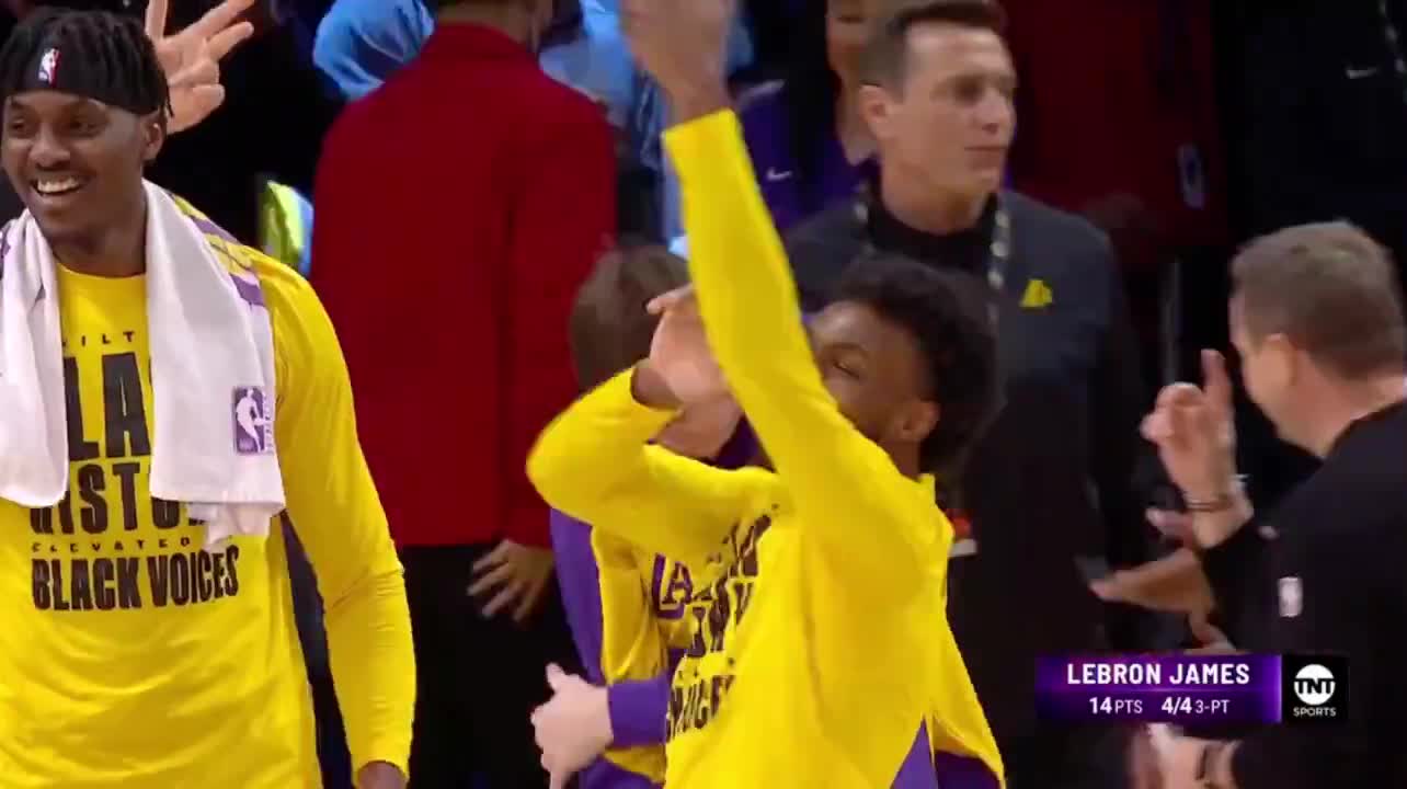 Watch LeBron's heat check logo three against the Warriors | Streamable