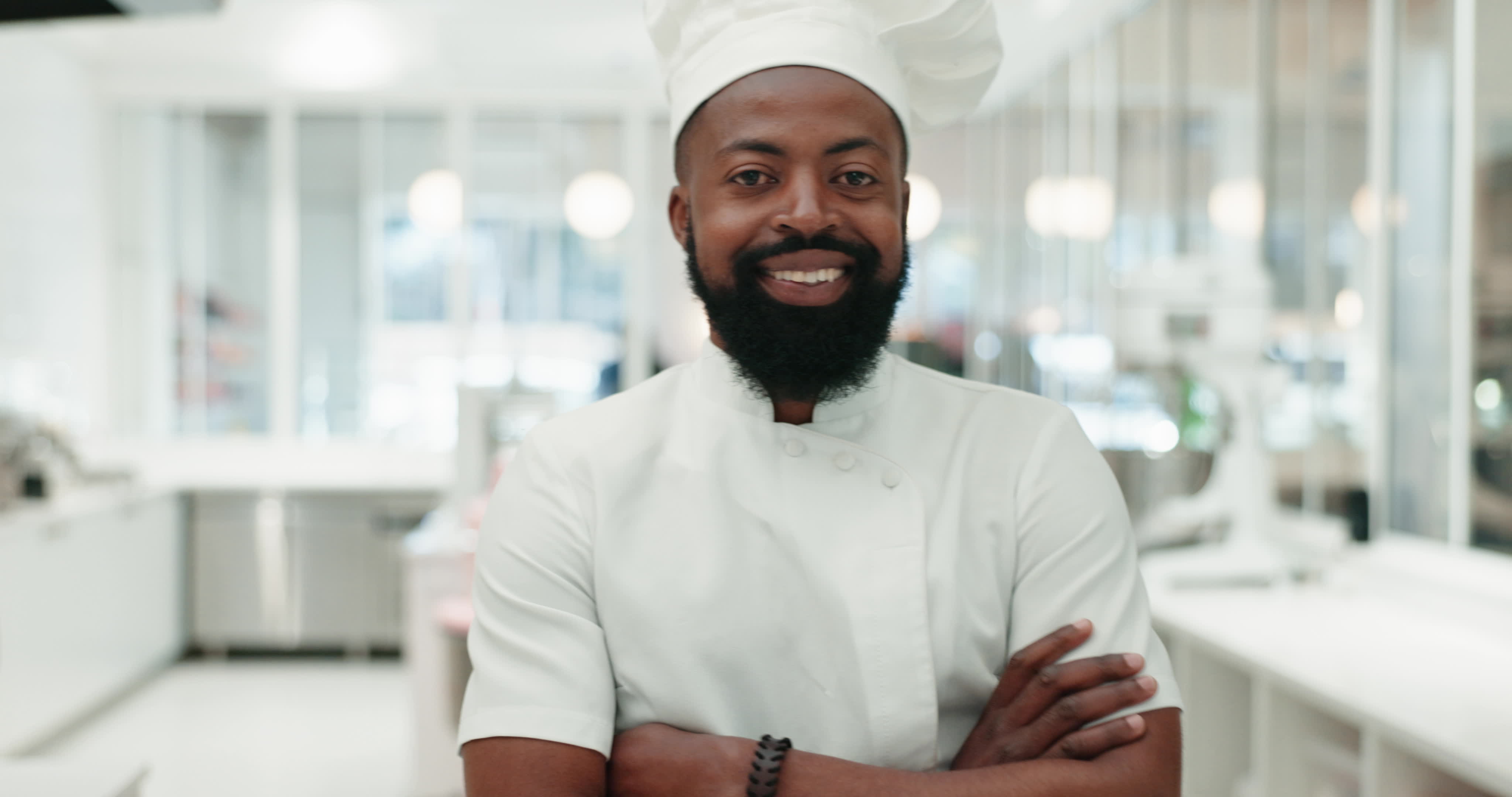 Watch face-chef-and-black-man-with-arms-crossed-in-kitc-2023-11-27-05 ...