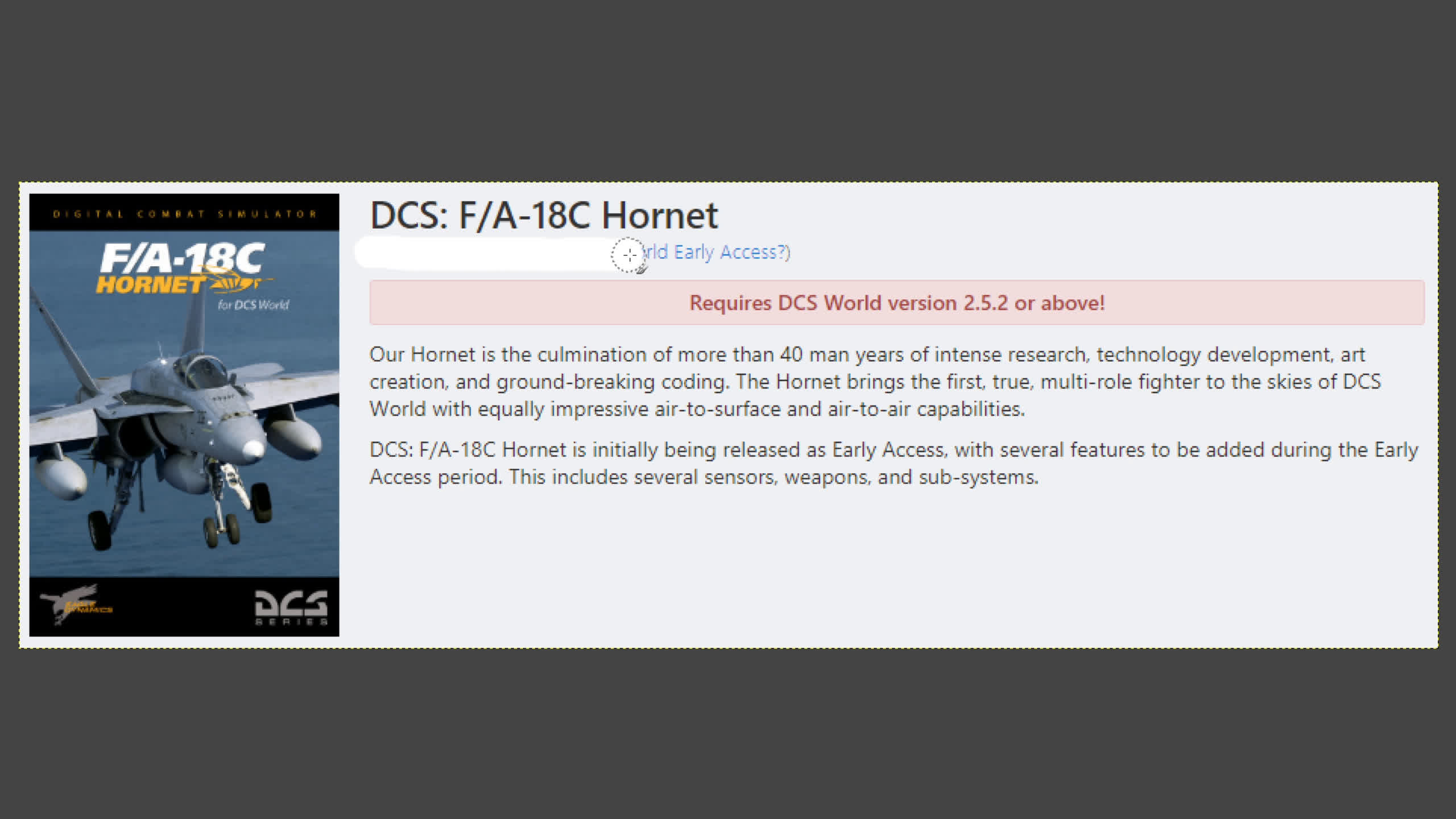 Eagle Dynamics developing DCS: F/A-18C (c. 2020, colorized)
