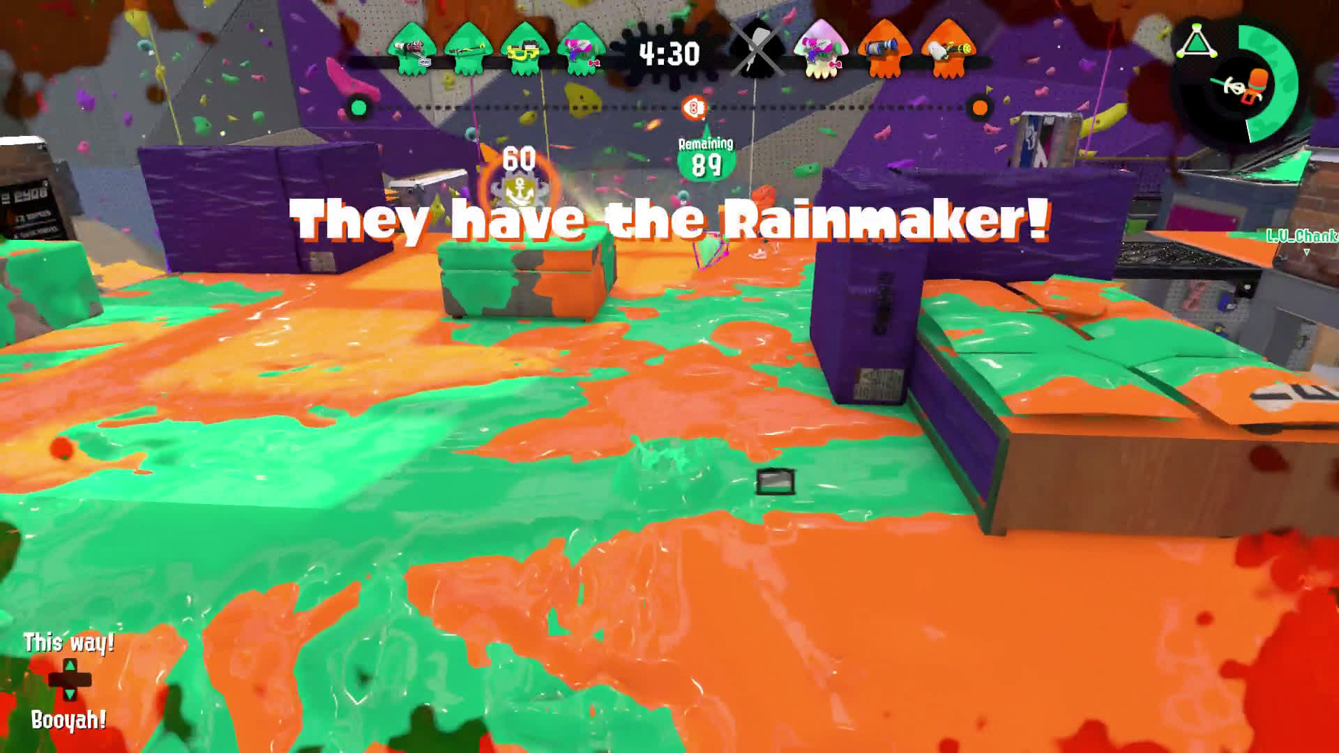 I swapped the Rainmaker for a Splat Bomb, let's see if the orange team ...