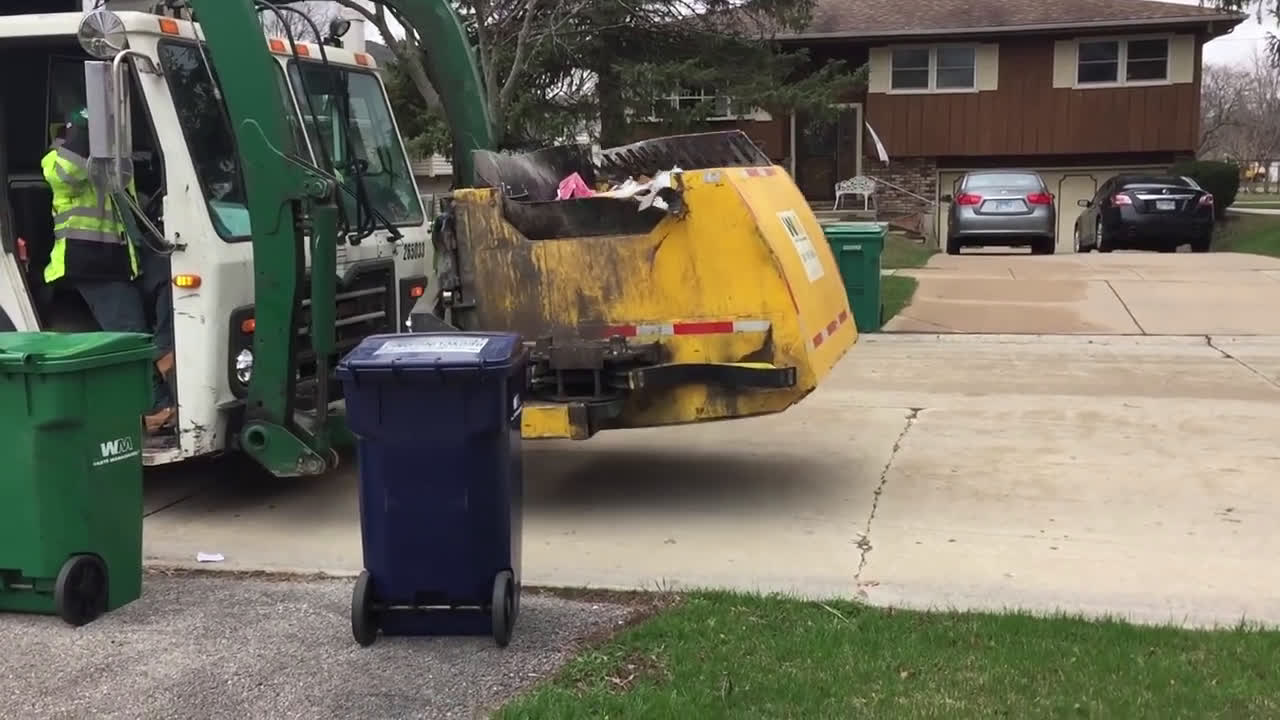 Garbage truck burst into flames