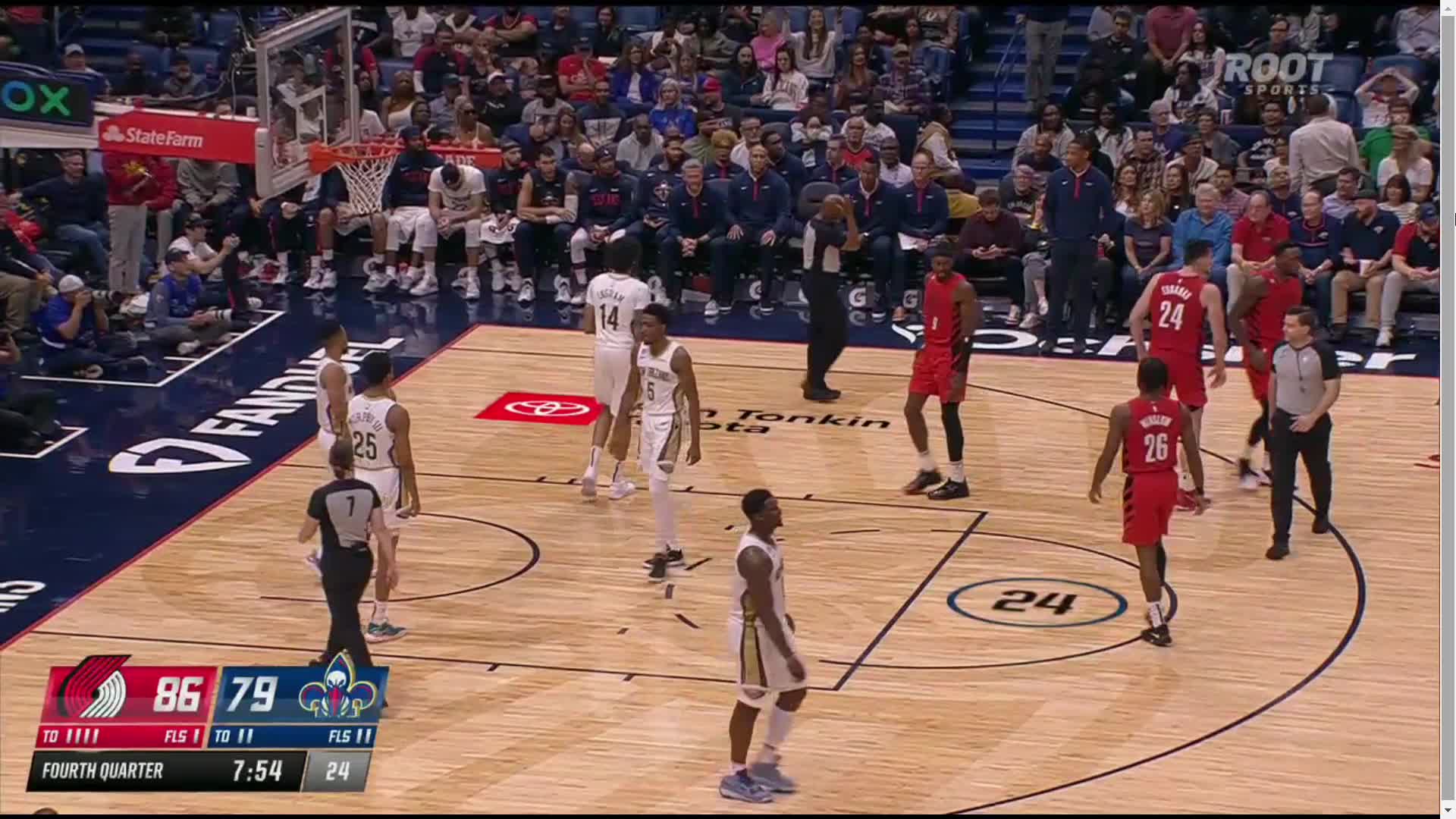 Little blows right past CJ for the bucket and the foul